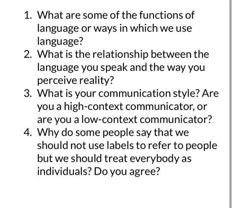 1 What Are Some Of The Functions Of Language Or Ways Chegg Com