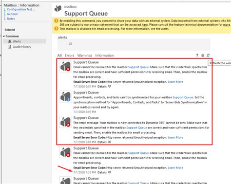 Mailbox Alerts Hideshow Behavior In Dynamics 365 Crm D365 Demystified