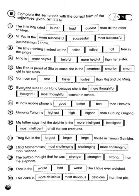 Year 5 Grammar Revision Comparative And Superlative Forms Of