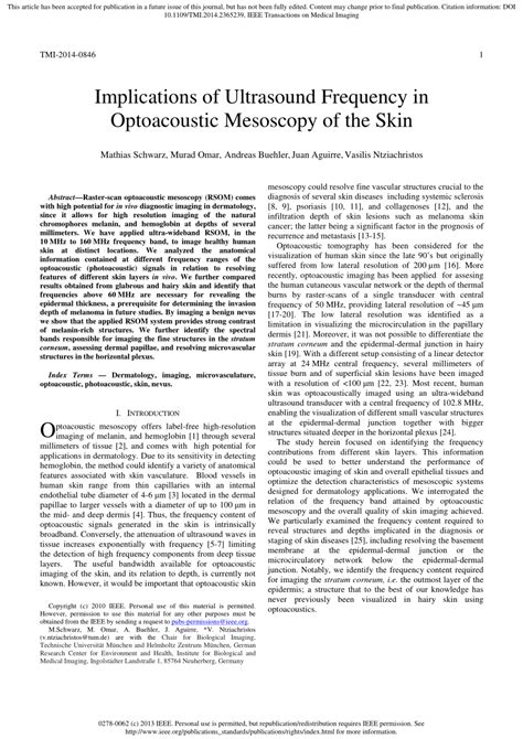 Pdf Implications Of Ultrasound Frequency In Optoacoustic Mesoscopy Of The Skin