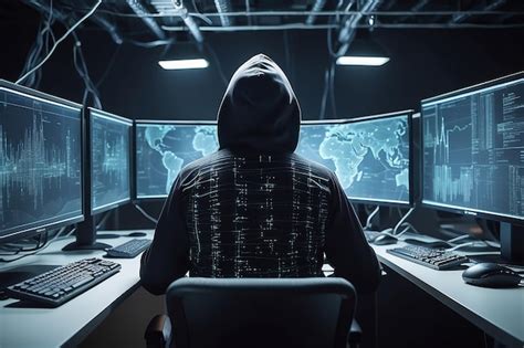 Premium Photo Masked Hacker Is Using Computer For Organizing Massive Data Breach Attack On