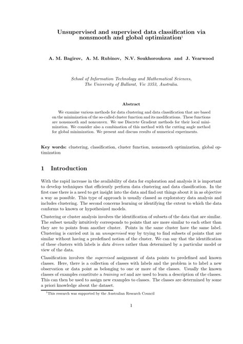 Pdf Unsupervised And Supervised Data Classification Via Nonsmooth And Global Optimization