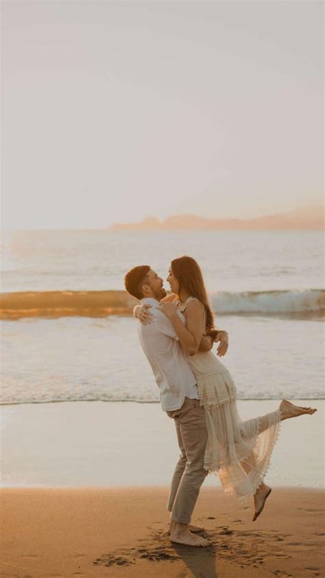 Candid Poses For Sunset Beach Engagement Photos Beach Engagement