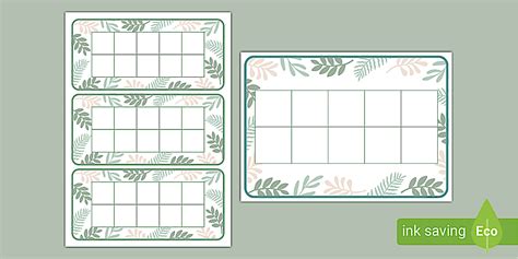👉 Botanical Themed Ten Frame Template Teacher Made