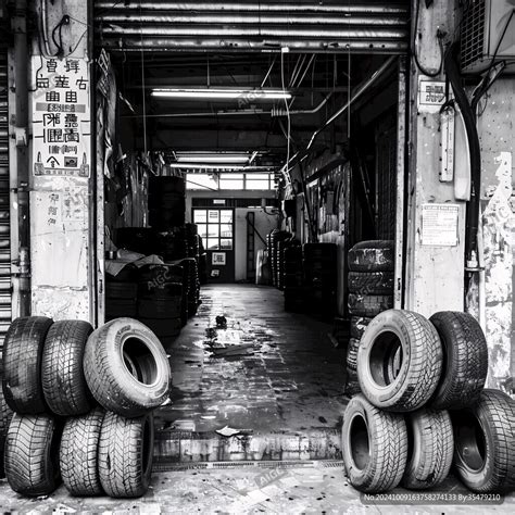 Ai创作图偏僻修车厂 汽修大院 废胎 赛车维修站 修车铺 汽修城 轮胎店面 汽车修配厂 轮胎门店 卡丁车车库 报废车改装店 轮胎专卖店 轮胎车间一角 汽修厂车间 老汽车装饰店铺nipic