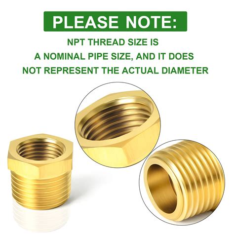 5pcs Brass Reducer Hex Bushing Threaded Pipe Fitting 1