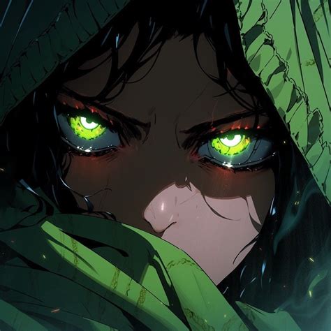 Green Eye Character Dark Green Anime Characters Green Eyes Pfp Anime