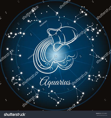 Zodiac Sign Aquarius Circle Constellations Vector Stock Vector Royalty
