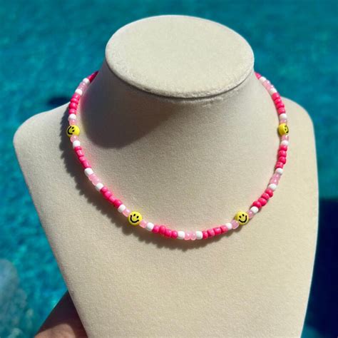 Preppy Seed Bead Necklace Etsy