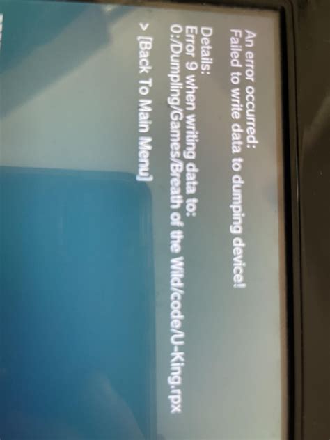 The Same ”error 9 When Writing To” Appears Every Time I Try To Dump