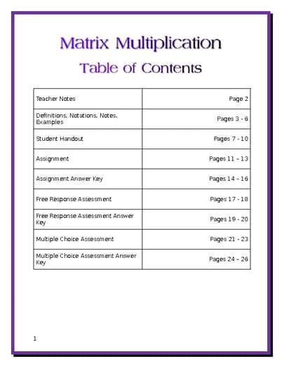 Multiply Matrices Notes Examples Handout Hw And Assessments Editable
