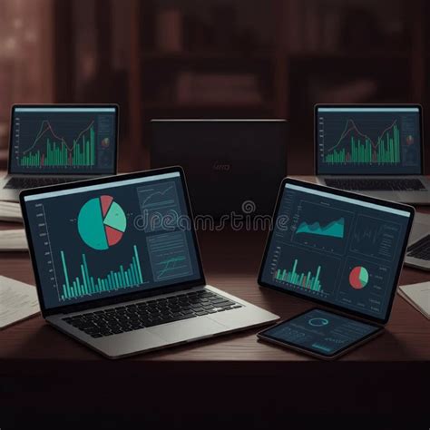 Ai Generated Office Desk With Laptop Computer Monitor Keyboard And Supplies Stock
