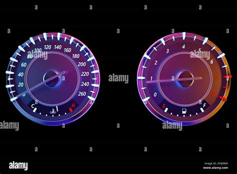 3d Illustration Of The Close Up Instrument Automobile Panel With