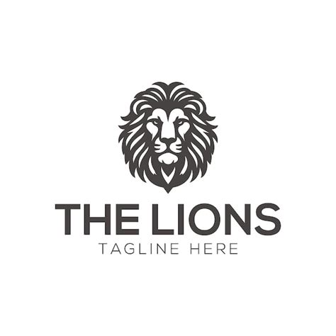 터 사자 머리 로고 일러스트레이션 프리미엄 벡터