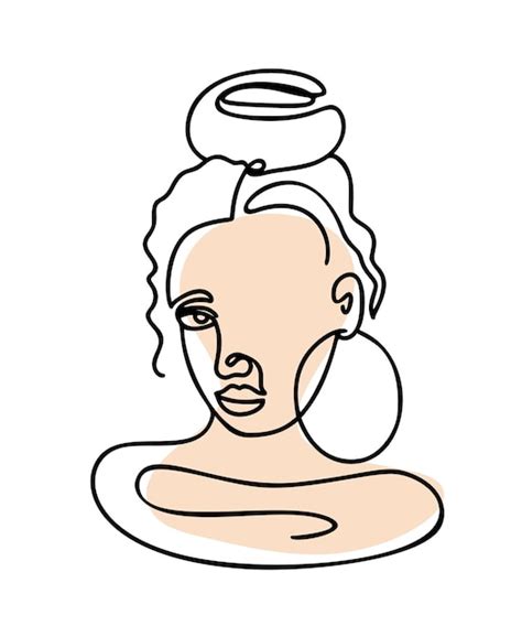 Premium Vector Abstract Poster With Minimal Woman Faceone Line