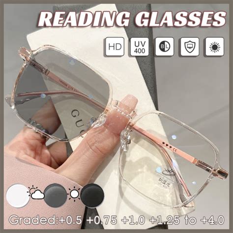 Graded Photochromic Reading Glasses 50 75 100 125 Anti Blue Light