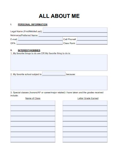 Free 33 All About Me Samples In Pdf