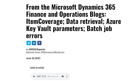 From The Microsoft Dynamics 365 Finance And Operations Blogs