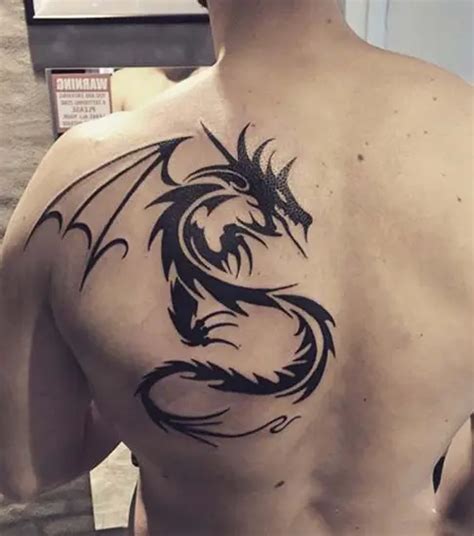 Tribal Dragon Back Tattoos For Men