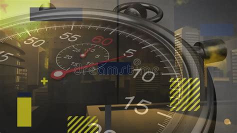 Animation Of Timer And Shapes Over Cityscape Stock Footage Video Of
