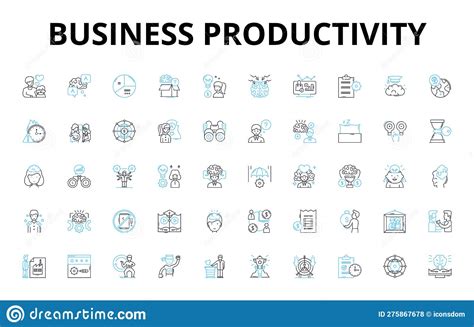 Business Productivity Linear Icons Set Efficiency Optimization Streamlining Innovation