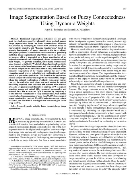 Pdf Image Segmentation Based On Fuzzy Connectedness Using Dynamic Weights