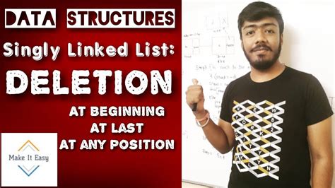 Singly Linked List Deletion From Beginning Last And Any Position Youtube