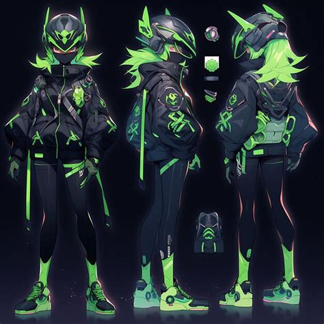 Premium Photo Character Anime Concept Tall Female With A Sleek Cybernetic Suit And Glowing