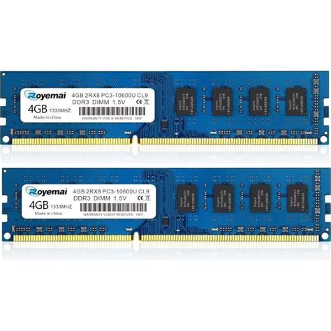 Kit 8 Go2x4 Goddr3 10600 Pc3 10600u 1333 Mhz 2rx8 240 Broches Dimm