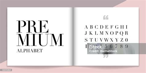 우아함 글꼴과 알파벳 세트입니다 잡지 포스터 로고 또는 광고 매체를위한 레터링 디자인 타이포그래피 글꼴 대문자 및 번호입니다 컴퓨터 글자에 대한 스톡 벡터 아트 및 기타