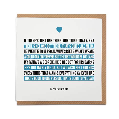 Sentimental Geordie Dad Fathers Day Poem Card Geordie Ts