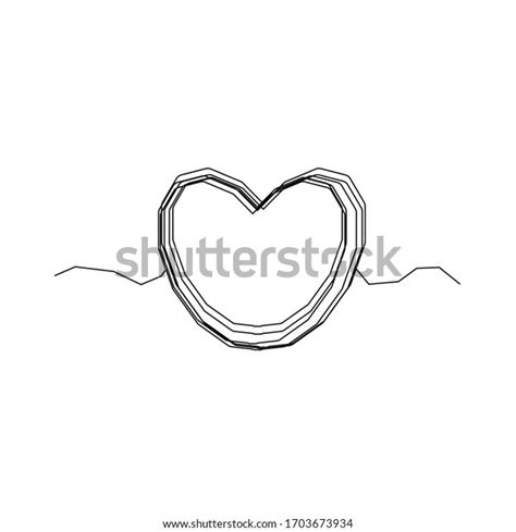 Continuous Thin Line Heart Vector Illustration Stock Vector Royalty
