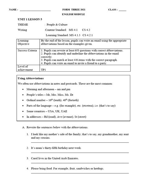 Unit 1 Lesson 5 Writing Pdf