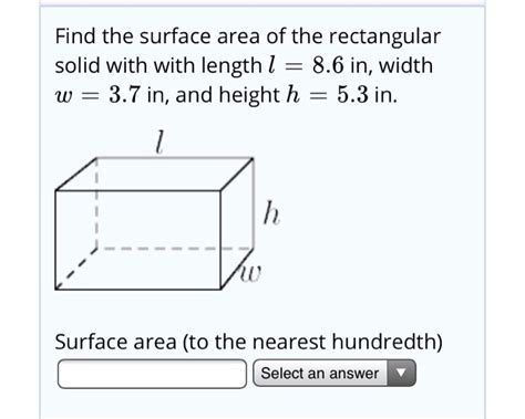 Solved Find The Surface Area Of The Rectangular Solid With Chegg Com