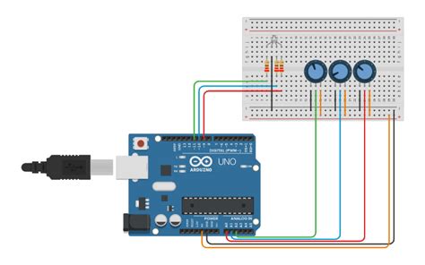 Circuit Design Semaforo Con Potenziometro Led Rgb Con Tre Potenziometri Tinkercad