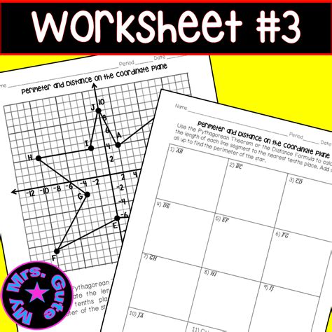 Distance Between Points On The Coordinate Plane Math Worksheets Classful
