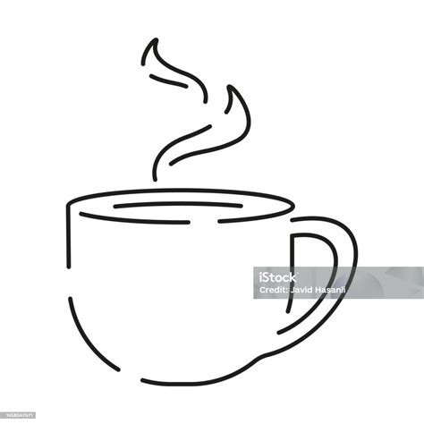 커피 라인 아이콘의 컵입니다 컵 플랫 아이콘입니다 디자인 로고 방문 카드 등을위한 얇은 선 표지판 뜨거운 음료 컵 윤곽 픽토그램 사무실에서 블랙 커피와 에너지 가방에 대한