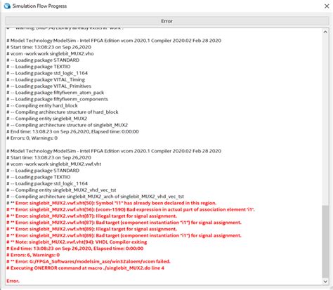 quartus prime university program vwf functional simulation error