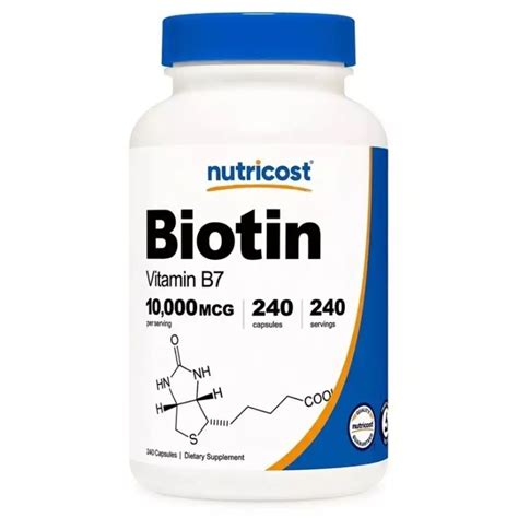 Biotina 10000 Mcg 240 Capsulas Nutricost Nutrafit