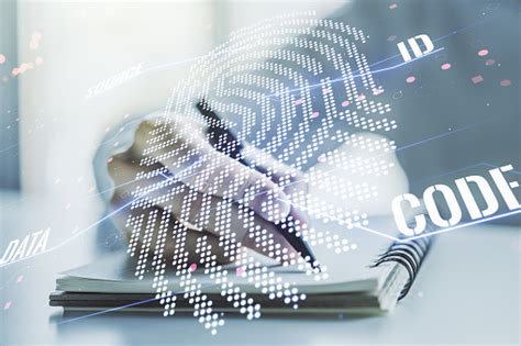 배경 개인 생체 인식 데이터 개념에 일기에 사람의 손으로 쓰기와 추상 창조적 인 지문 그림 다중 노출 감지기에 대한 스톡 사진 및 기타 이미지 Istock