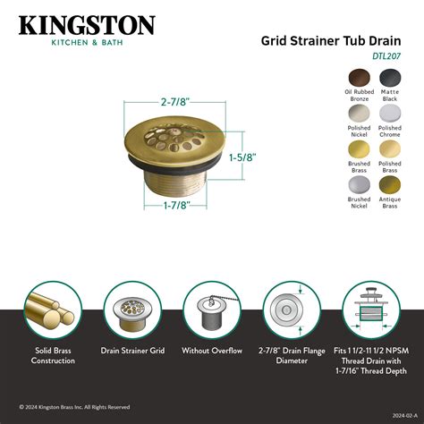 Kingston Brass Made To Match Brass Tub Strainer Drain And Reviews Wayfair