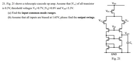 Solved Fig 21 ﻿shows A Telescopic Cascode Op Amp Assume