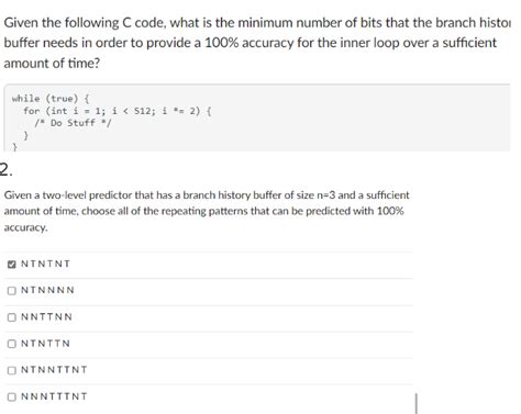 solved given a two level predictor that has a branch history