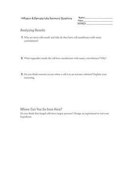 AP Biology Diffusion Osmosis Lab Summary Questions By BiologyisLife