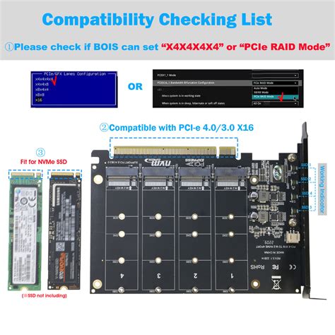 Quad NVMe PCIe Adapter, RIITOP 4-Port NVMe to PCI-e 4.0/3.0 x16 Expand