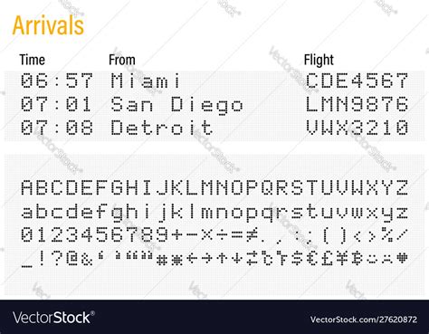 Led Digital Font Letters Numbers And Symbols Vector Image