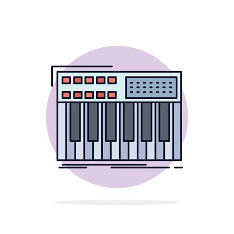 Synth Keyboard Midi Synthesiser Synthesizer Flat Color Icon Vector