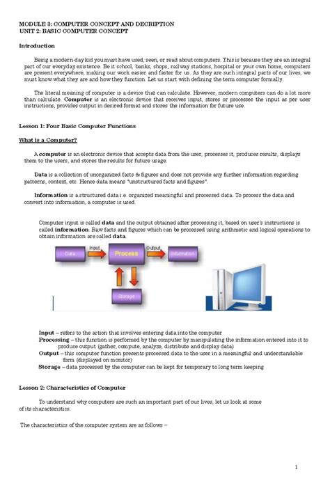 Module 3 Basic Computer Functions Module 3 Computer Concept And Decription Unit 2 Basic