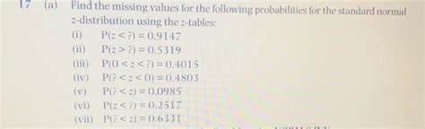 Solved Find The Missing Values For The Following Chegg Com