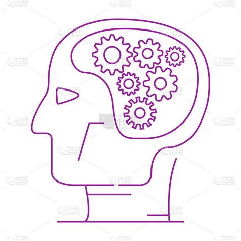 人工智能技术人工智能神经网络的概念机器人头控制与齿轮齿轮平面插图等高线符号